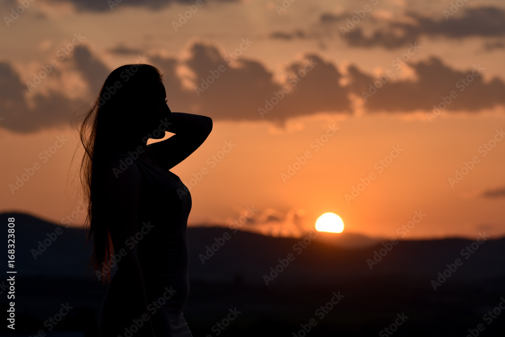 Girl Sunset Silhouette