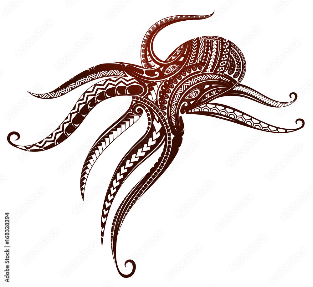 Maori style octopus tattoo Stock Vector | Adobe Stock