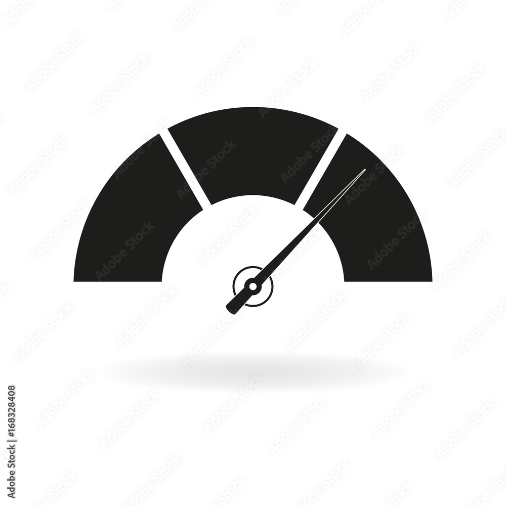 Speedometer icon with arrow. Meter and gauge element. Vector ...
