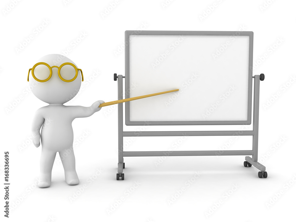 3D Character pointing on a whiteboard Stock Illustration | Adobe Stock
