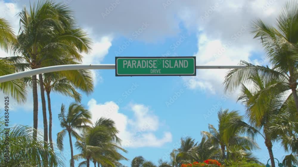 Nassau Bahamas Paradise Island Drive Sign Close-up in a Tropical ...