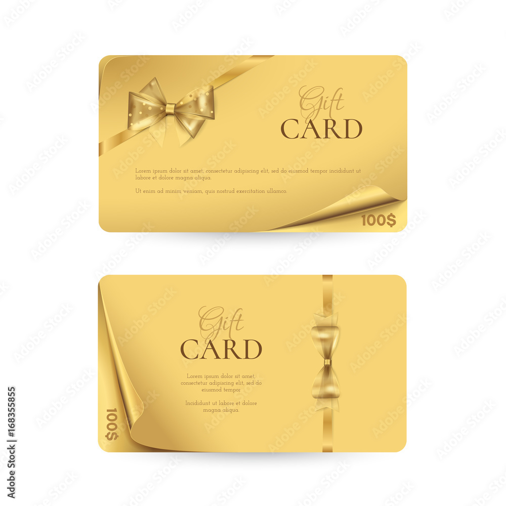 Vektorová grafika „Vector set of elegant gold gift cards with curved ...