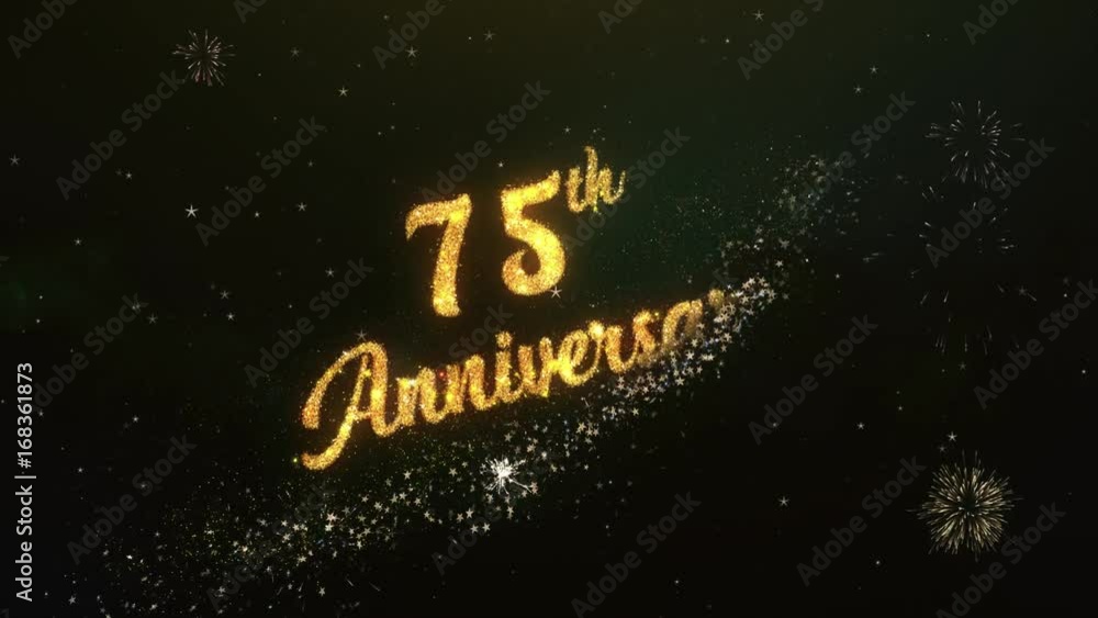 75th Anniversary Greeting Text Made from Sparklers Light Dark Night Sky ...