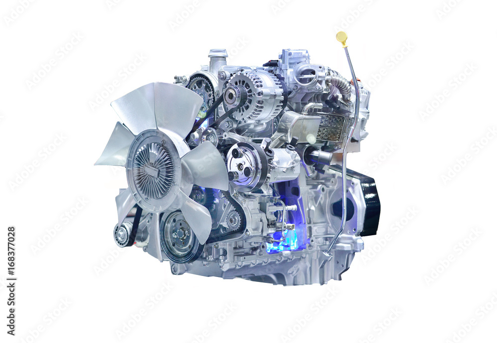 Car engine. Concept of modern car engine isolated on white background ...