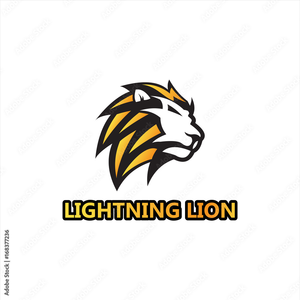 Lightning Lion Logo Template Design Stock Vector | Adobe Stock