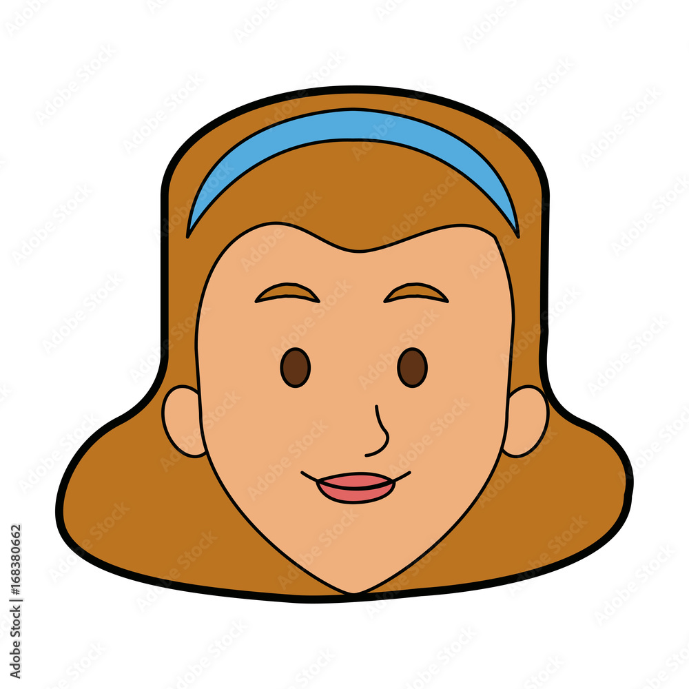 woman face smile expression cartoon character on white background ...