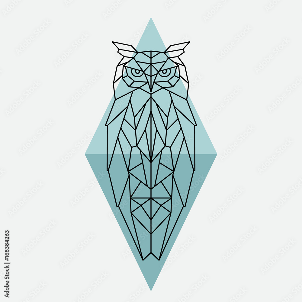 Geometric owl. Wild animal. Vector illustration. Stock Vector | Adobe Stock