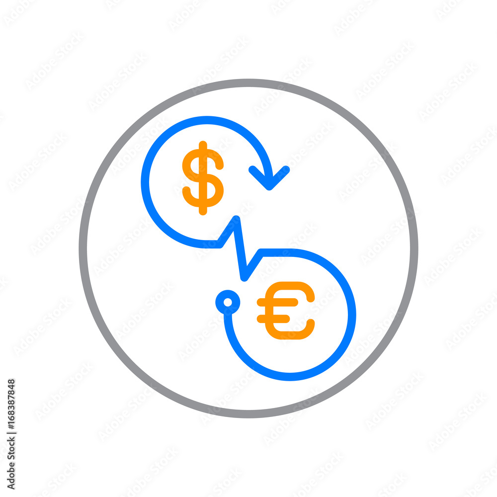 Currency exchange outline icon, line vector sign, linear colorful ...