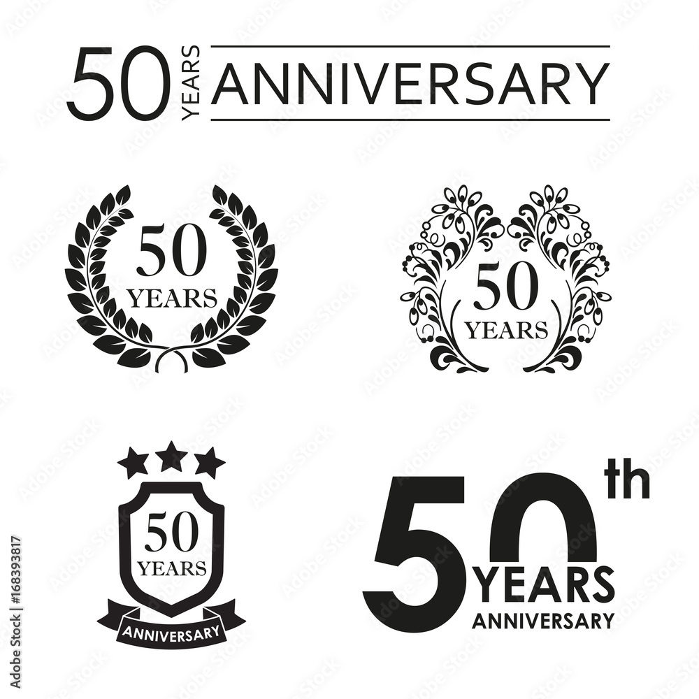 50 years anniversary set. Anniversary icon emblem or label collection ...
