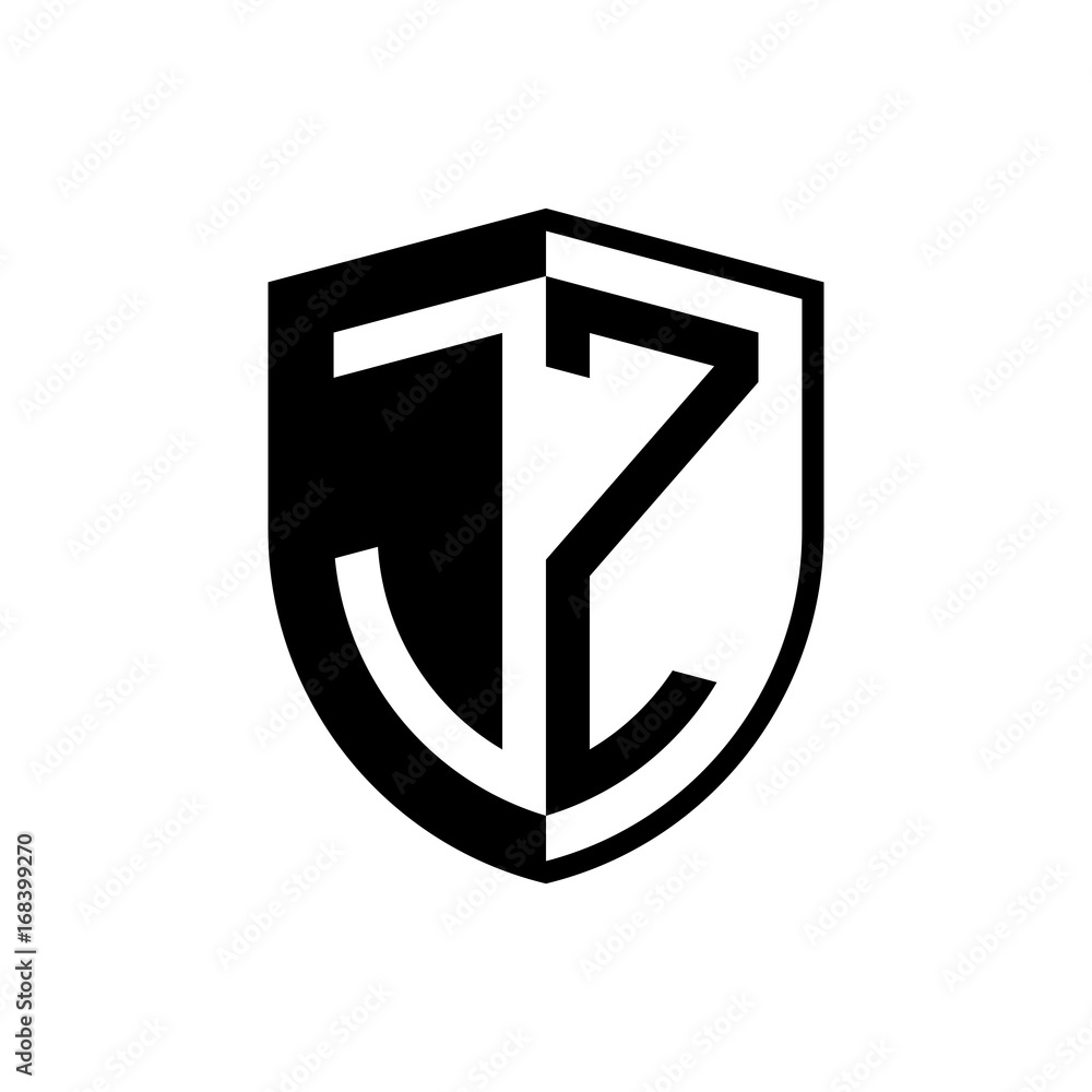 Initial two letter logo shield vector black Stock Vector | Adobe Stock