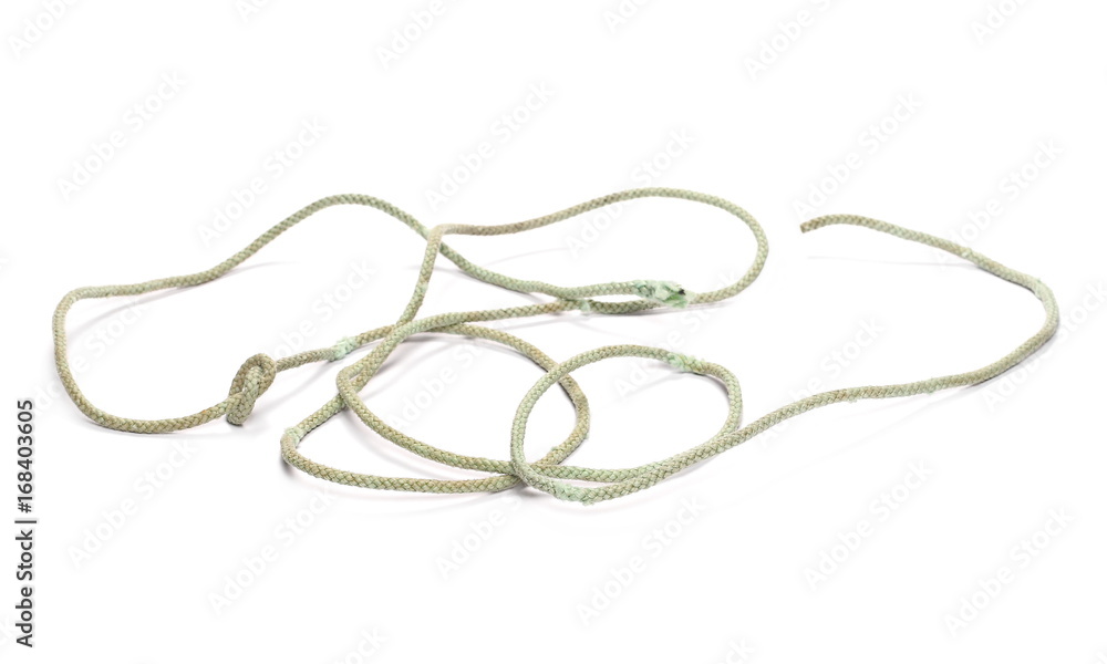 Dirty, damaged rope, string isolated on white background texture Stock ...