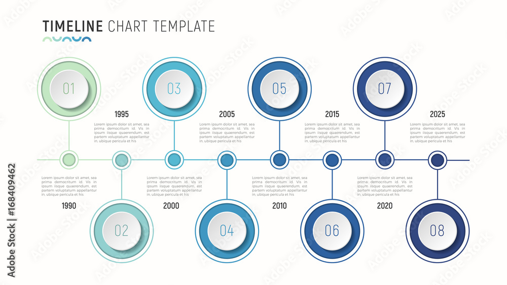 Timeline chart infographic template for data visualization. 8 steps ...