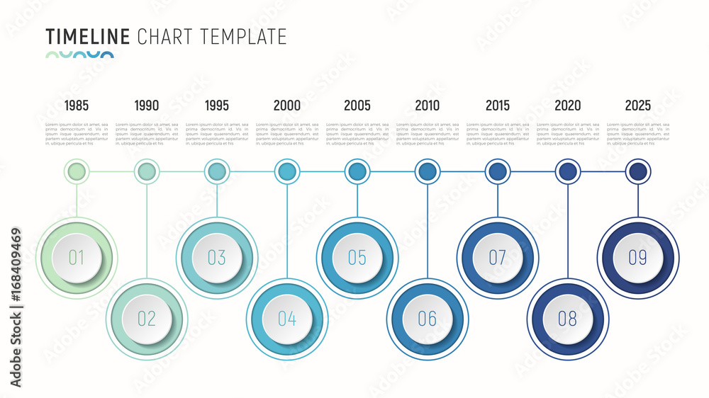 Timeline chart infographic template for data visualization. 9 steps ...