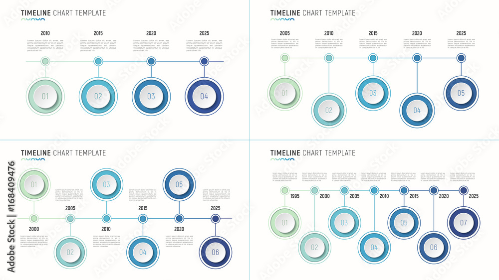 Timeline chart infographic template for data visualization. 4-7 steps ...
