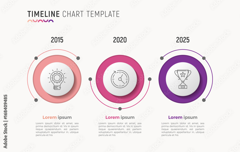 Timeline chart infographic design for data visualization. 3 steps Stock ...