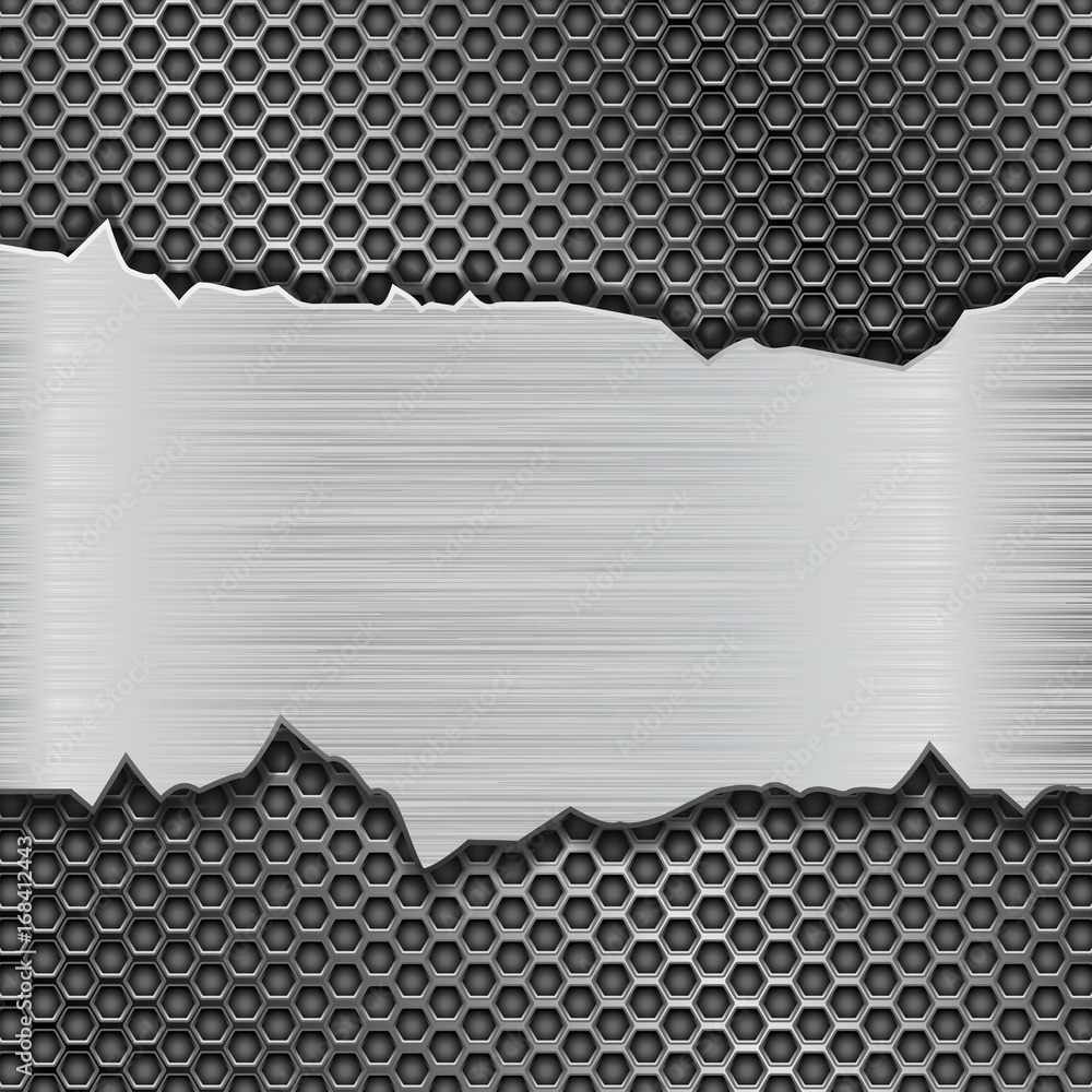 Perforated texture with torn metal plate with uneven edges Stock Vector ...