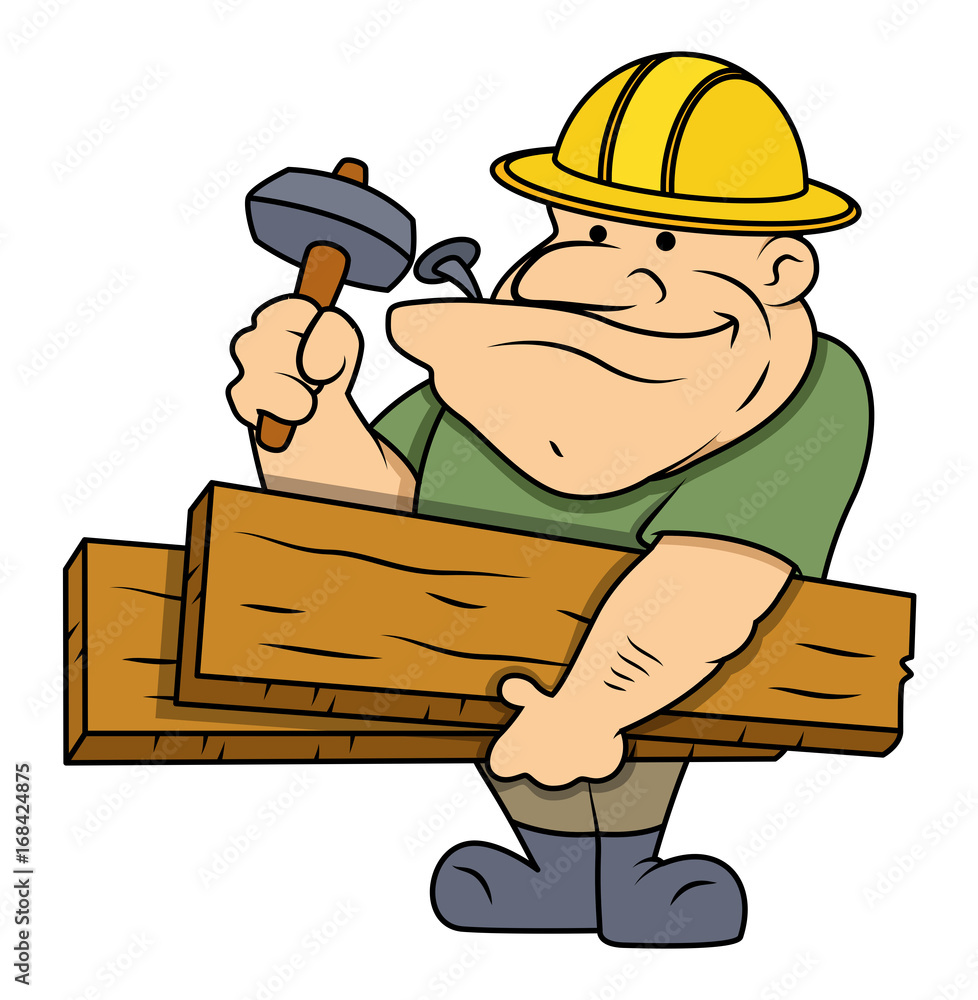 Cartoon Carpenter Character Stock Vector | Adobe Stock