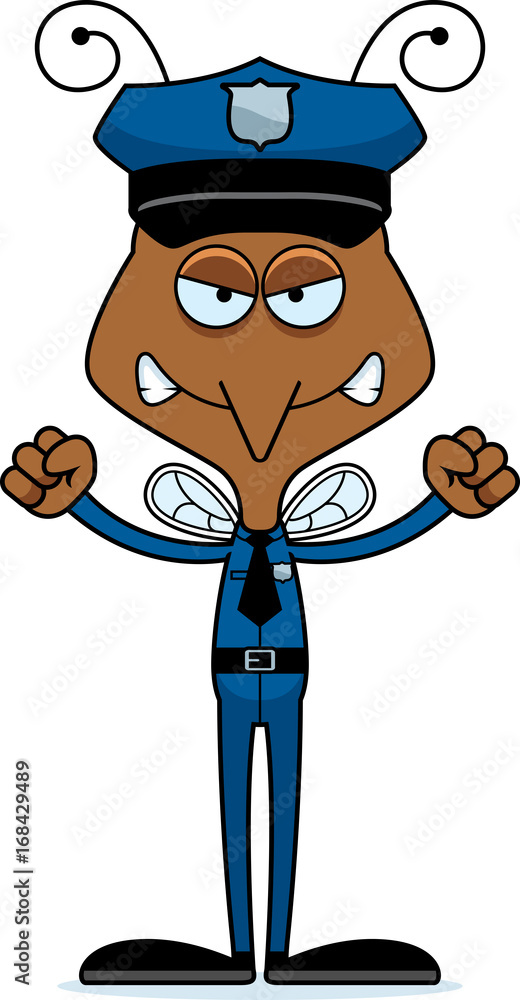 Cartoon Angry Police Officer Mosquito Stock Vector | Adobe Stock