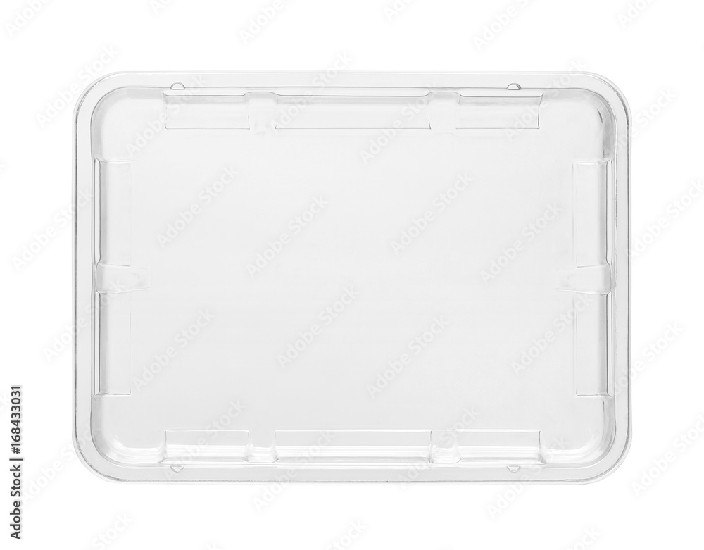 Plastic food tray, top view (with clipping path) isolated on white ...