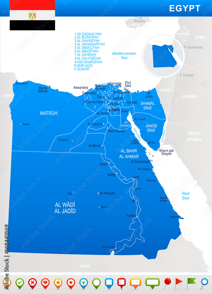 Egypt - map and flag illustration Stock Vector | Adobe Stock