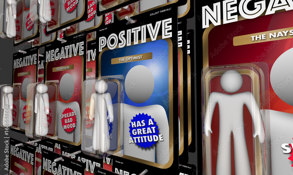 Positive Vs Negative Action Figures Good Attitude 3d Illustration Stock ...