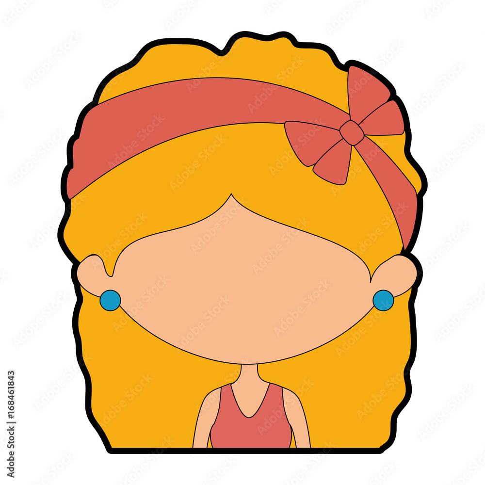 girl face icon over white background colorful design vector ...