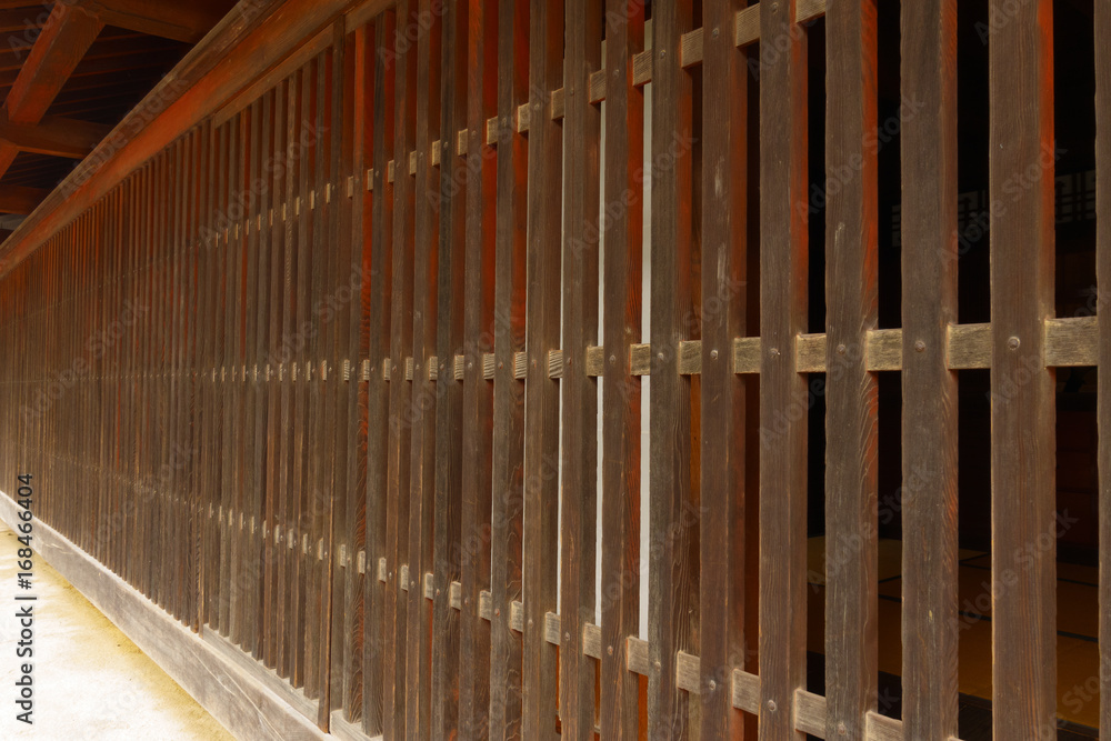 Japanese old wooden lattice called "Koshi" in Japanese at Uchiko cho in ...