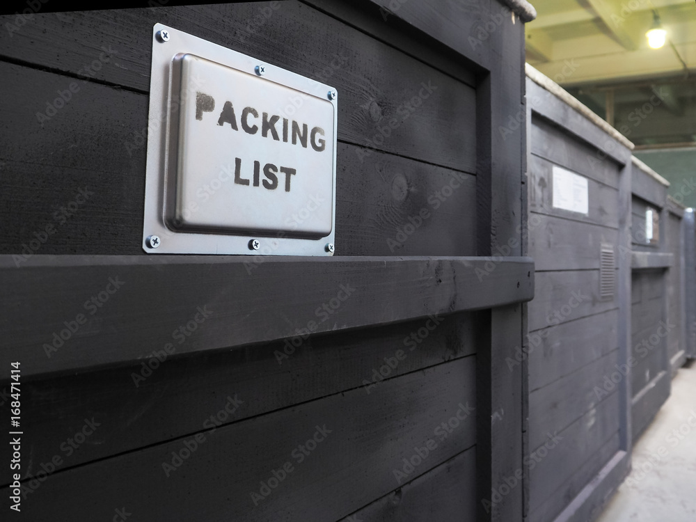 Packed in dark wooden cargo box. The packaging of the goods. Packing ...