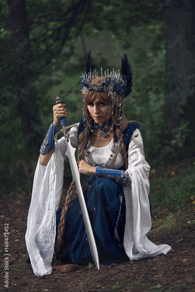 Valkyrie warrioress in magpie costume. Styling for the Scandinavian ...