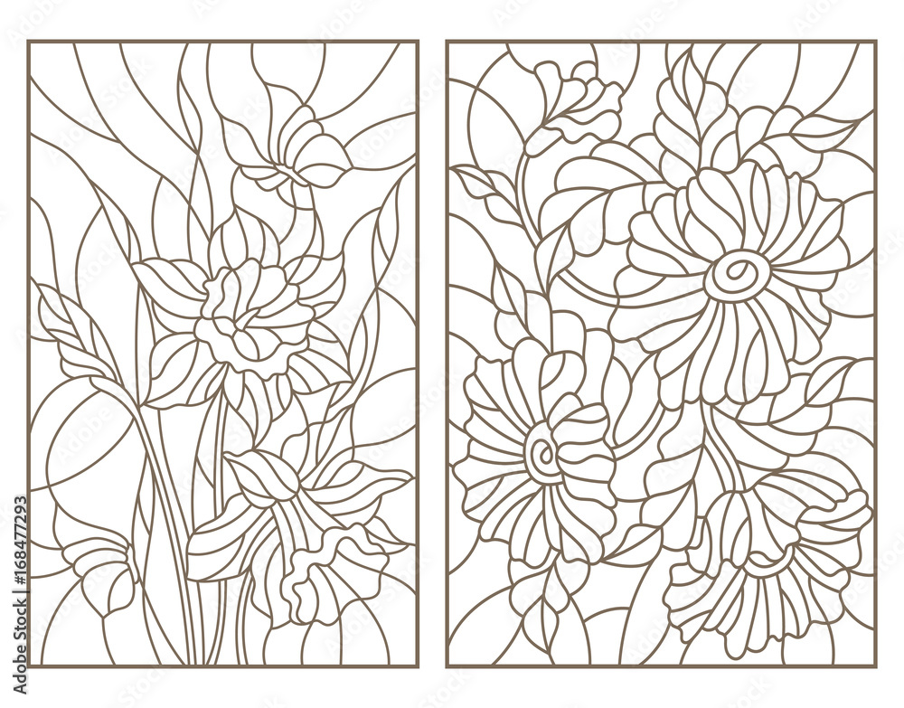 Flower Stained Glass Coloring Pages