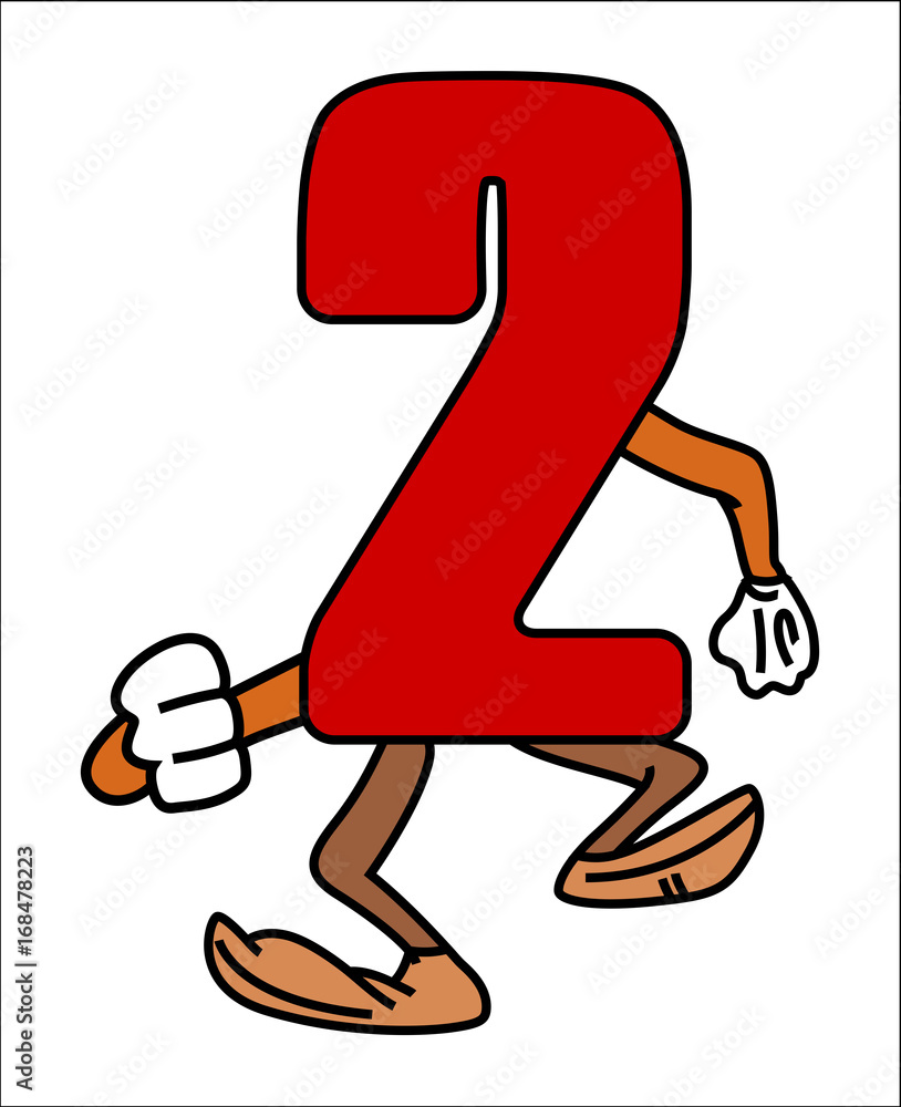 Cartoon Number Two Vector Stock Vector | Adobe Stock