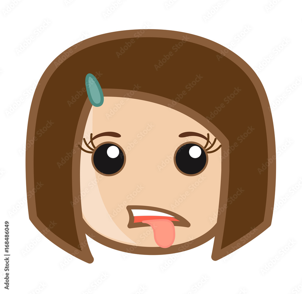 tongue out disgusting Cartoon Girl Face Stock Vector | Adobe Stock