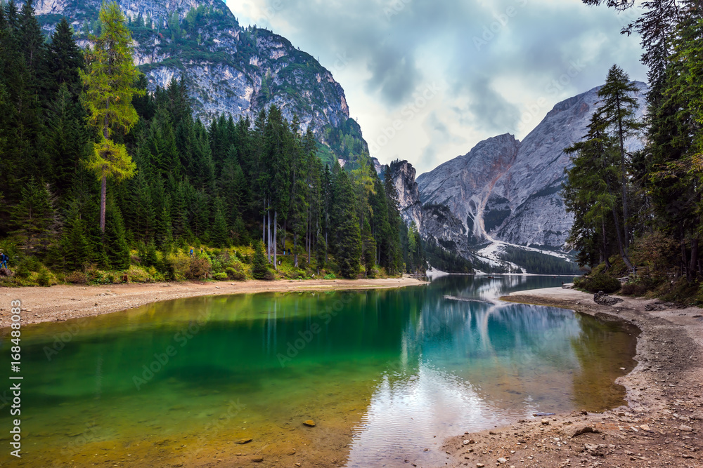 Lake Lago di Braies Stock Photo | Adobe Stock