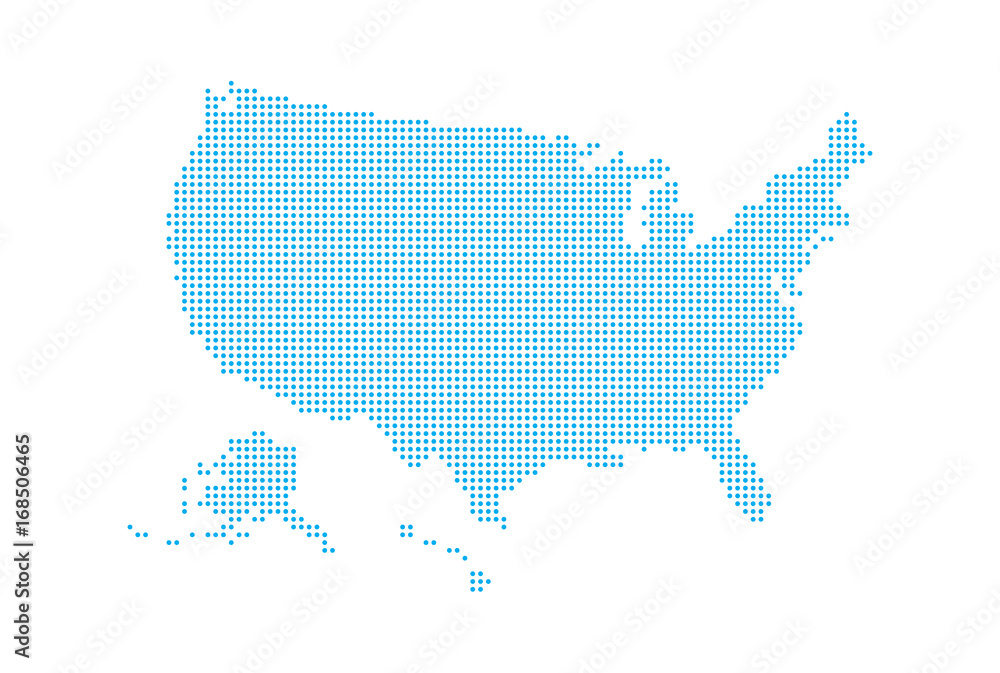 Dotted style map of USA and white background Stock Vector | Adobe Stock