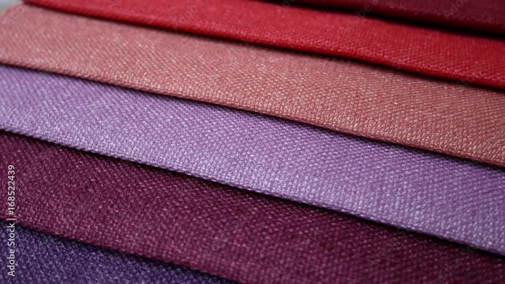 Fabric Samples Of Different Colors In Move Are Spinning And Rotation ...
