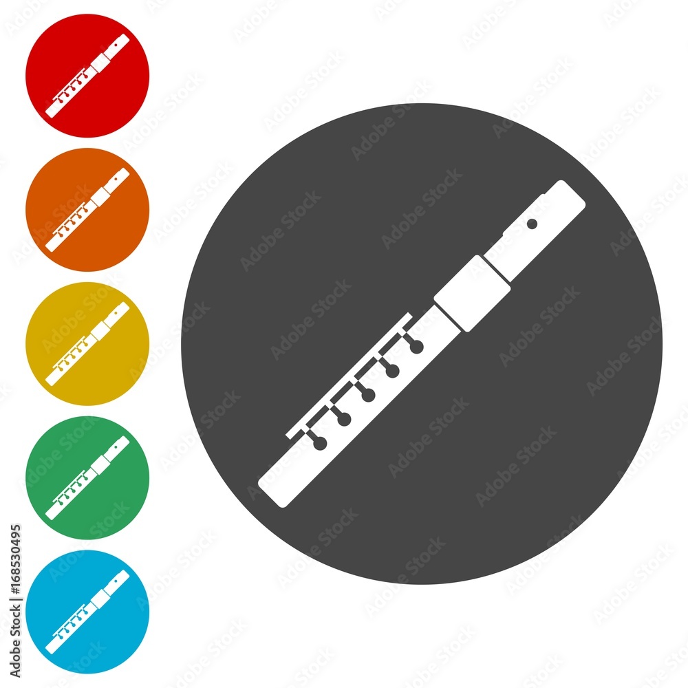 Flute Silhouette icons set - Illustration Stock Vector | Adobe Stock