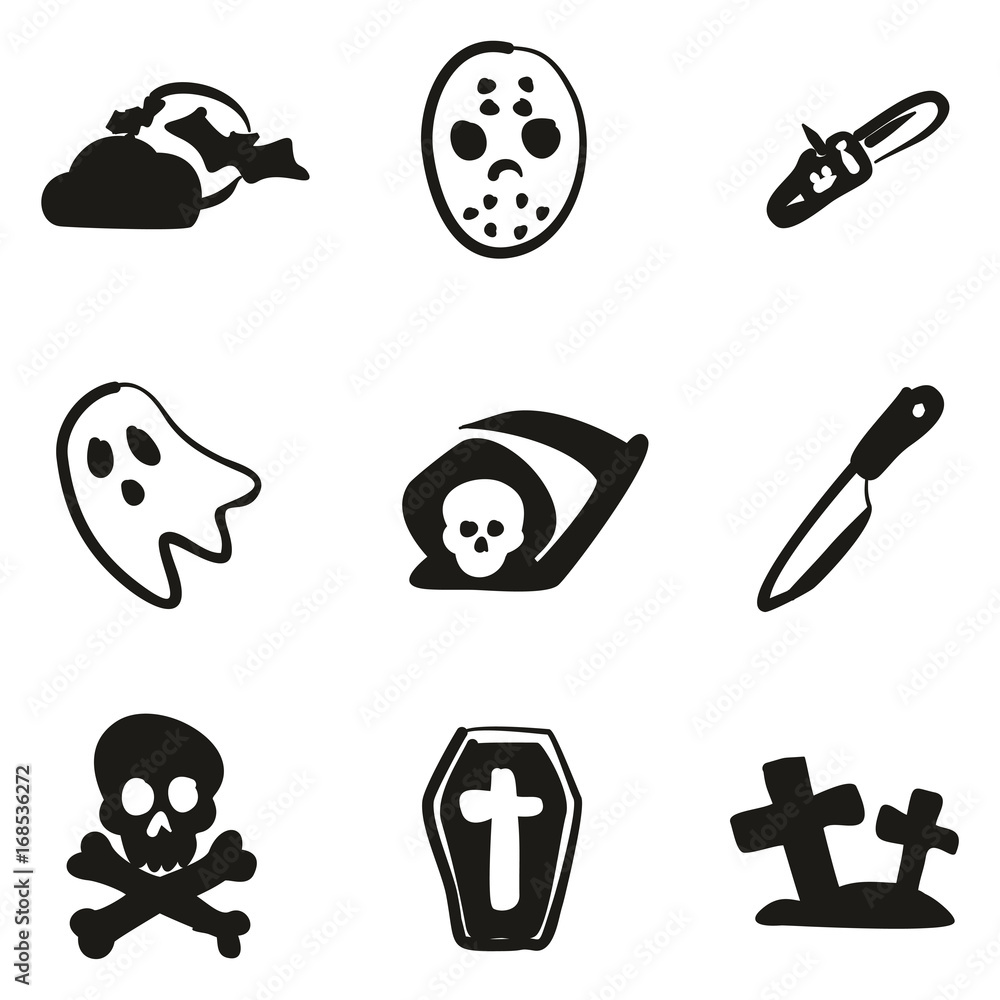 Horror Icons Freehand Fill Stock Vector | Adobe Stock