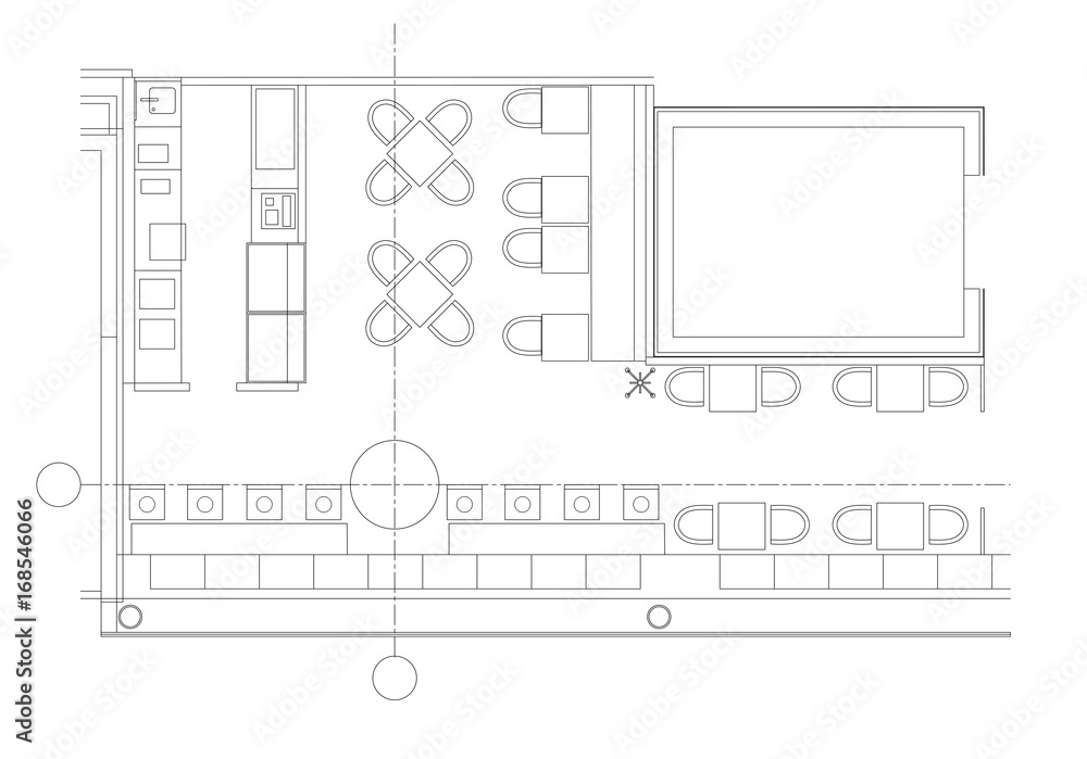 Standard cafe furniture symbols on floor plans Stock Vector | Adobe Stock