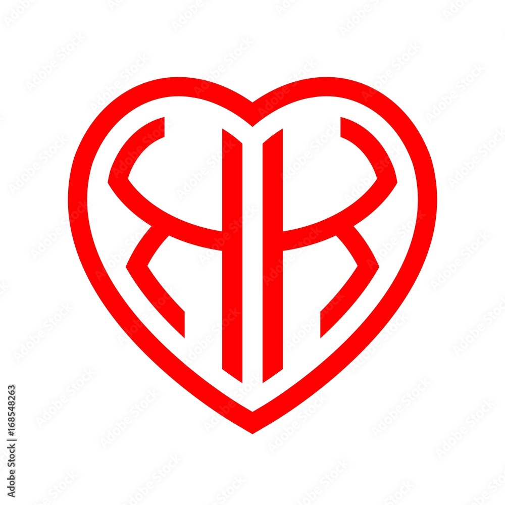 initial letters logo kk red monogram heart love shape Stock Vector ...