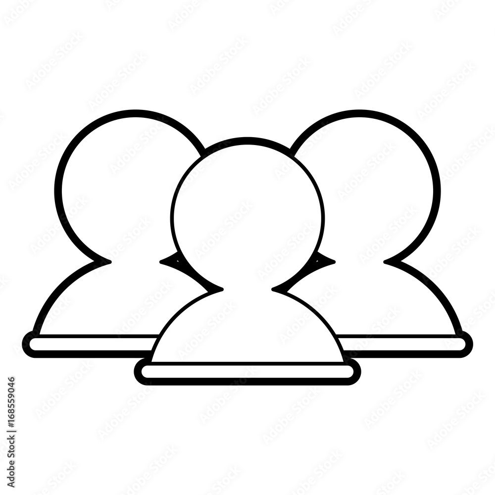 Flat line uncolored people silhouette over white background vector ...