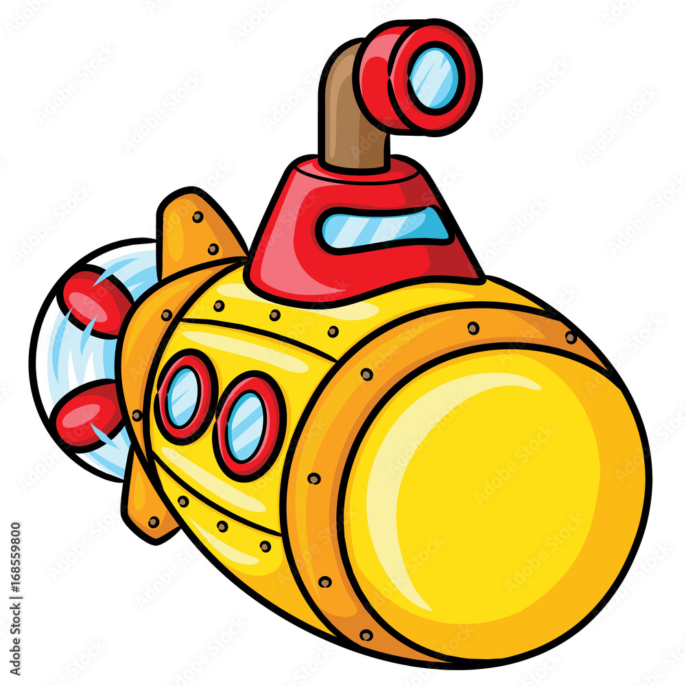 Submarine Cartoon Illustration of cute cartoon submarine. Stock Vector ...