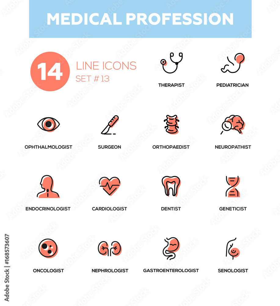 Medical professions - Modern simple thin line design icons, pictograms ...