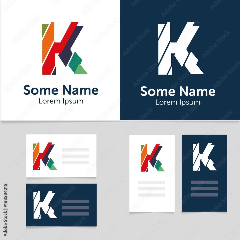 Editable business card template with K letter logo.Vector illustration ...