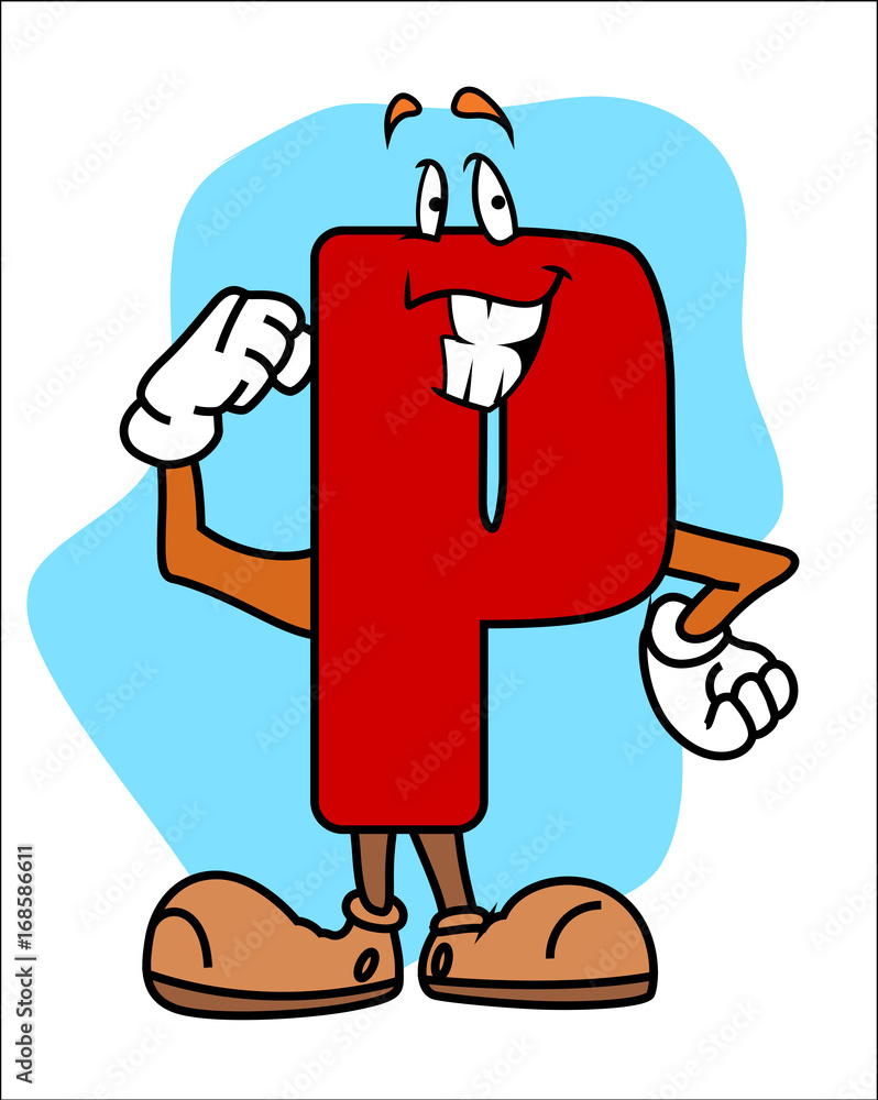 Happy Cartoon Alphabet P Vector Character Stock Vector | Adobe Stock