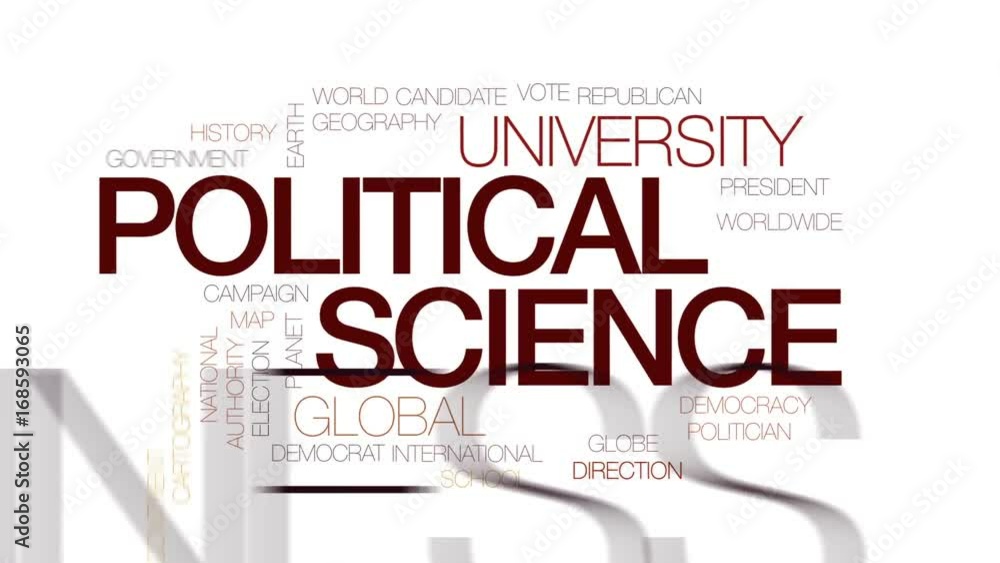 Political science animated word cloud, text design animation. Kinetic ...