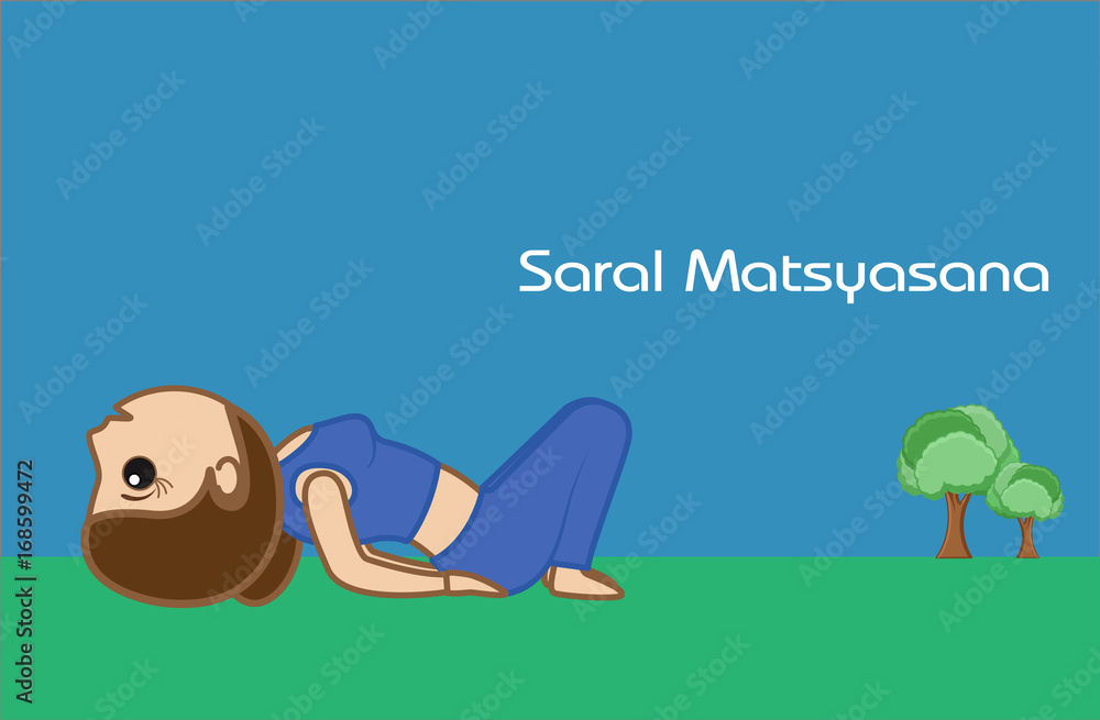 Yoga Cartoon Vector Pose - Saral Matsyasana Stock Vector | Adobe Stock