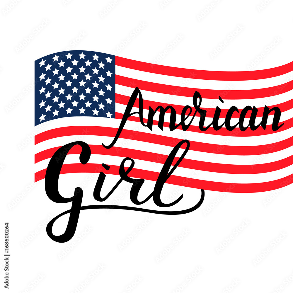 Inscription brush American girl isolated on white background Stock ...