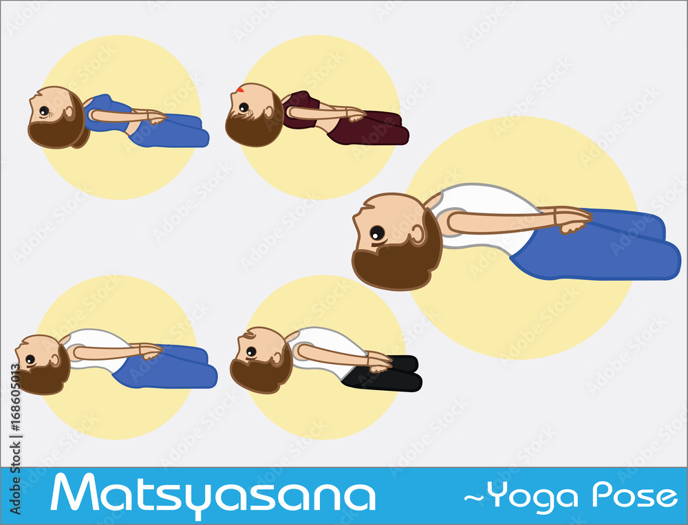 Yoga Cartoon Vector Poses - Matsyasana Stock Vector | Adobe Stock