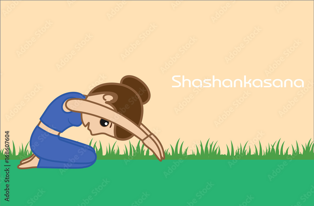 Yoga Cartoon Vector Pose - Shashankasana Stock Vector | Adobe Stock