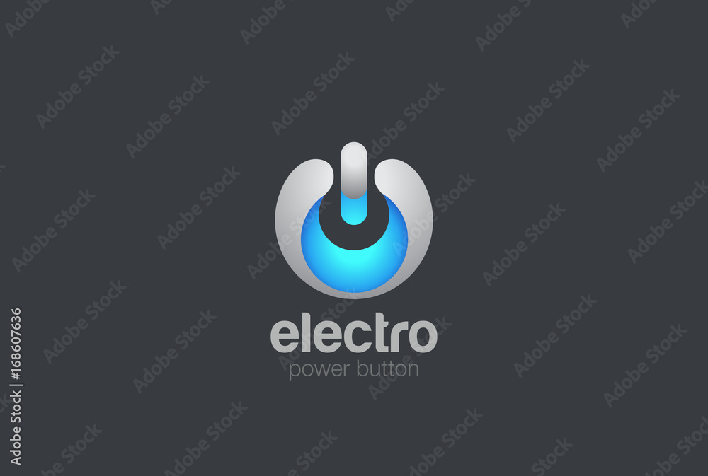 Power button Logo design vector. Hi-tech digital style Stock Vector ...